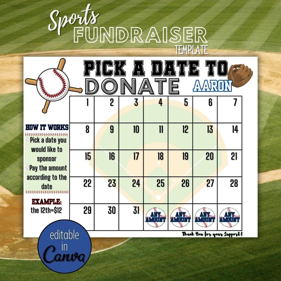Editable Baseball Calendar Fundraiser Template | Clear the Board ...
