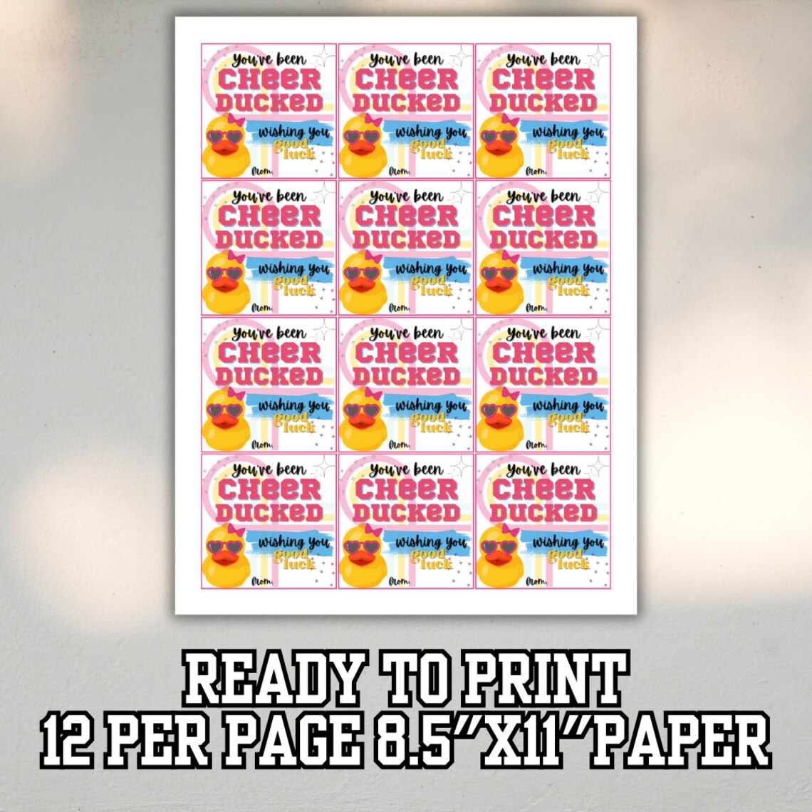 Editable You've Been Cheer Ducked Tag, Cheerleader Good Luck Treat Tag ...