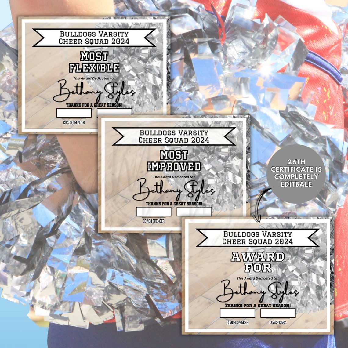 Editable Cheerleading Award Certificates, Award Ceremony Certificates ...