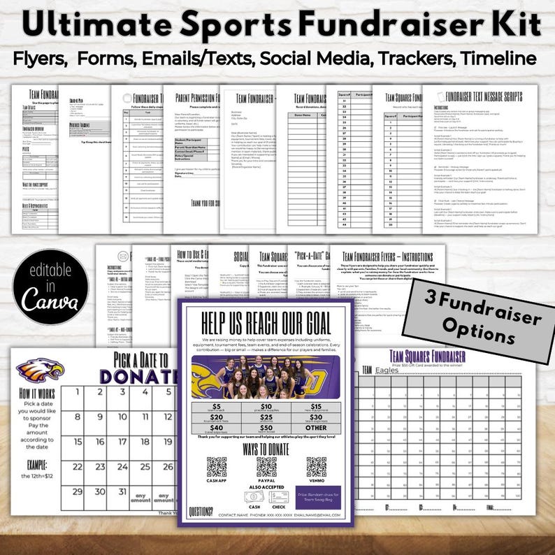 Sports Fundraiser Kit | Editable Canva Templates | Team Fundraising ...