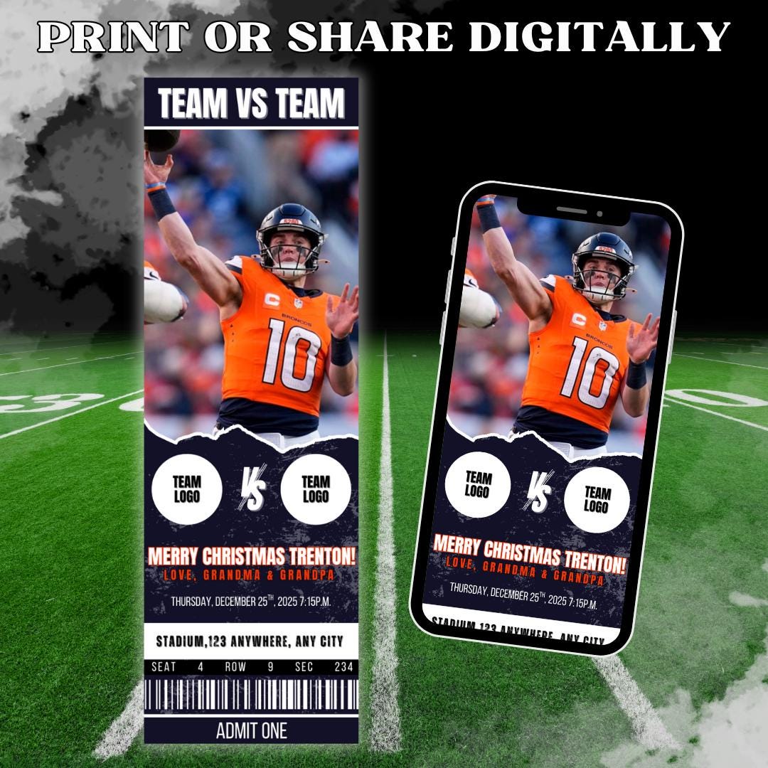 Editable Football Ticket Template | Custom Fake Football Ticket ...