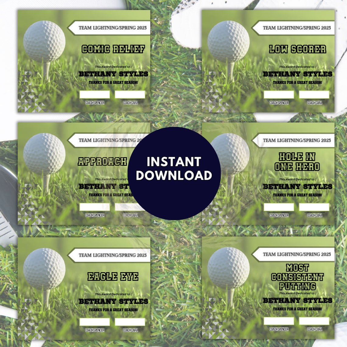 Editable Golf Award Certificates, Award Ceremony Certificates, End of ...