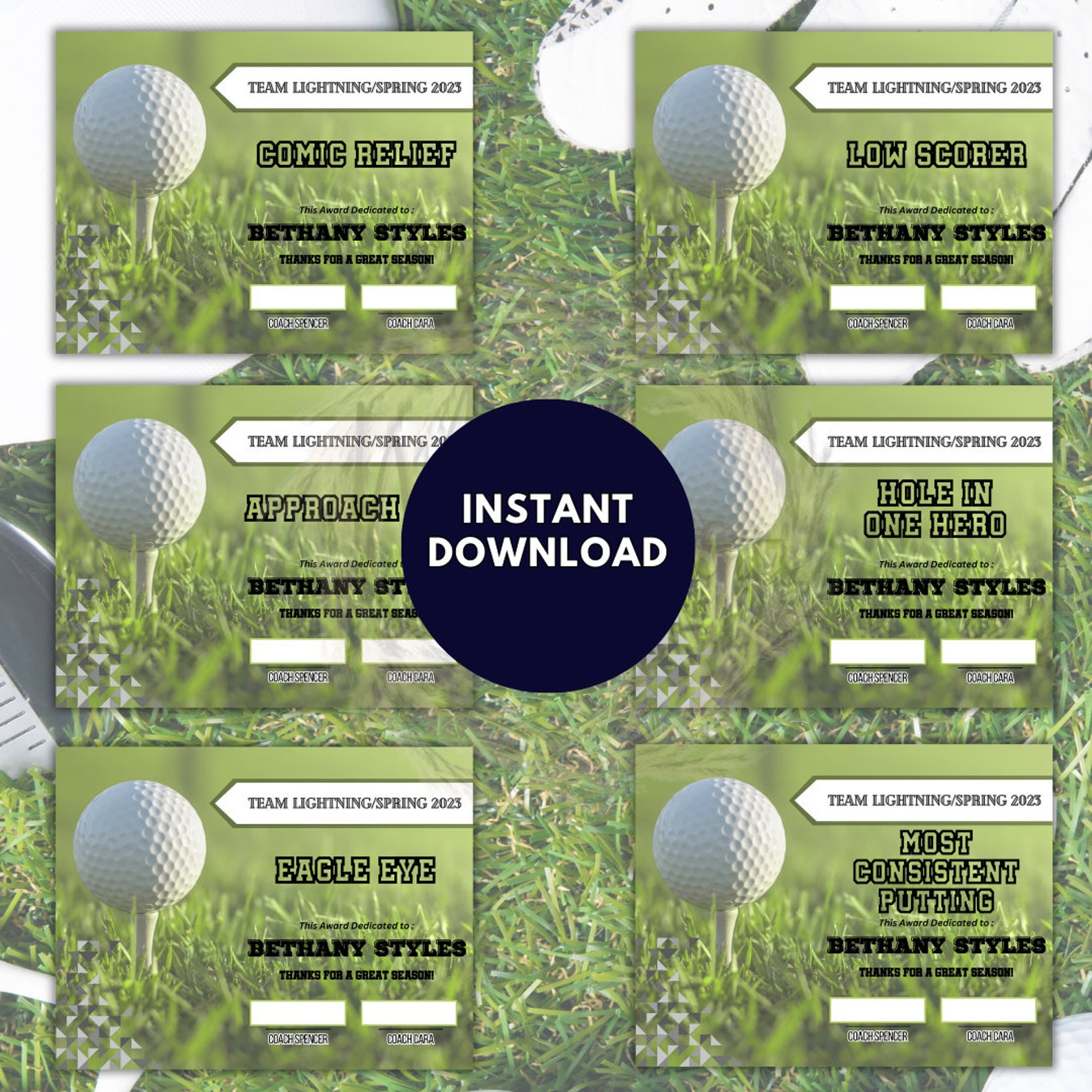 Editable Golf Award Certificates, Award Ceremony Certificates, End of ...