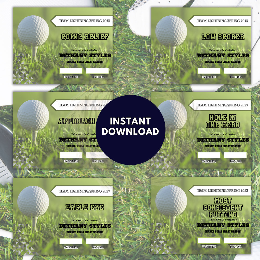 Editable Golf Award Certificates, Award Ceremony Certificates, End of ...