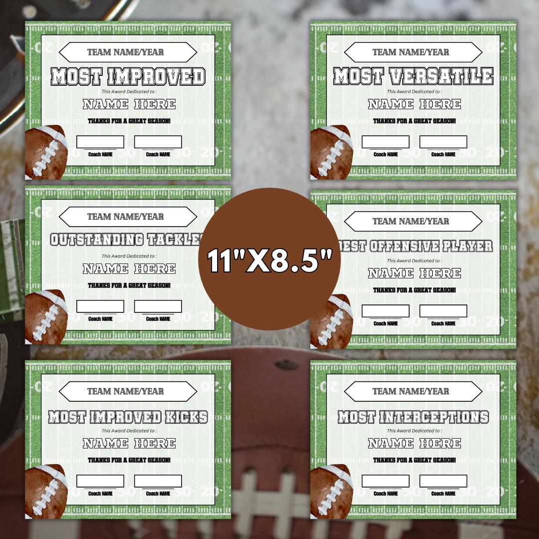 Editable Football Certificates, Football Awards, Football Team End of ...