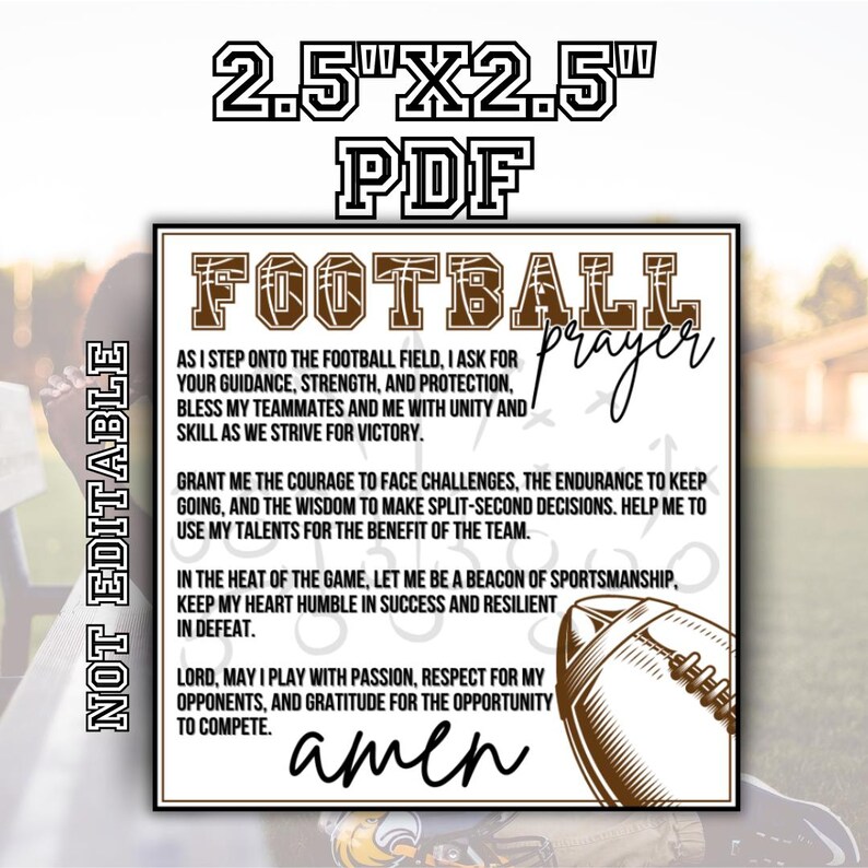 Football Treat Tags, Prayer Tags, Football Prayer, Game Day Prayer Tag ...