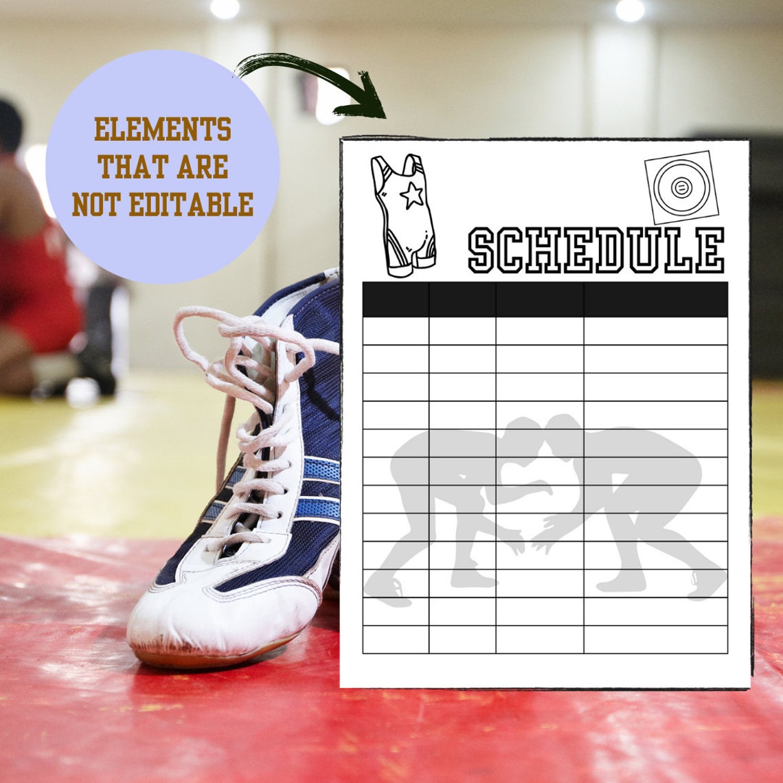 Editable Wrestling Snack Sign up Sheet, Match Schedule Canva Template ...