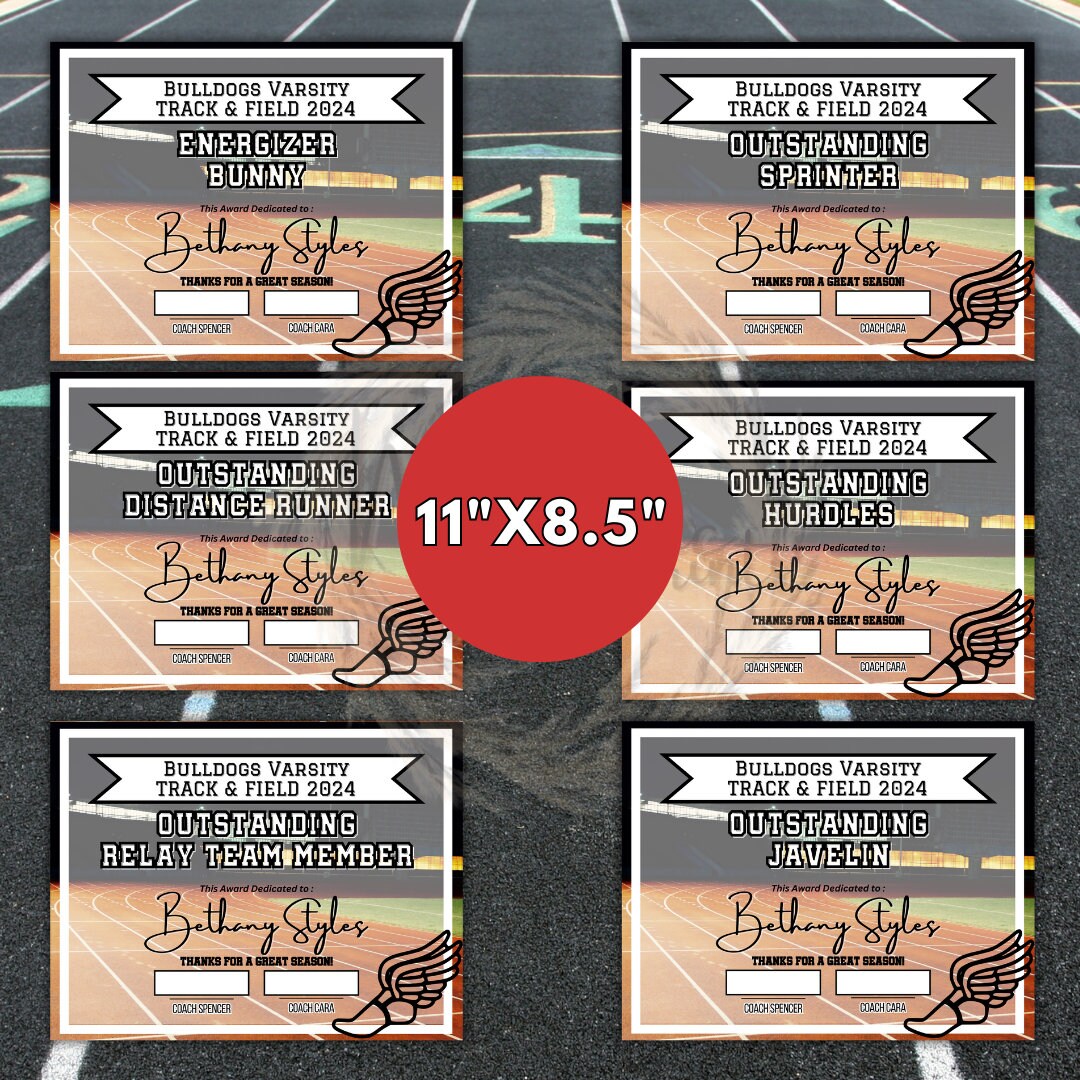 Track & Field Award Certificate Editable Award Ceremony Printable End ...