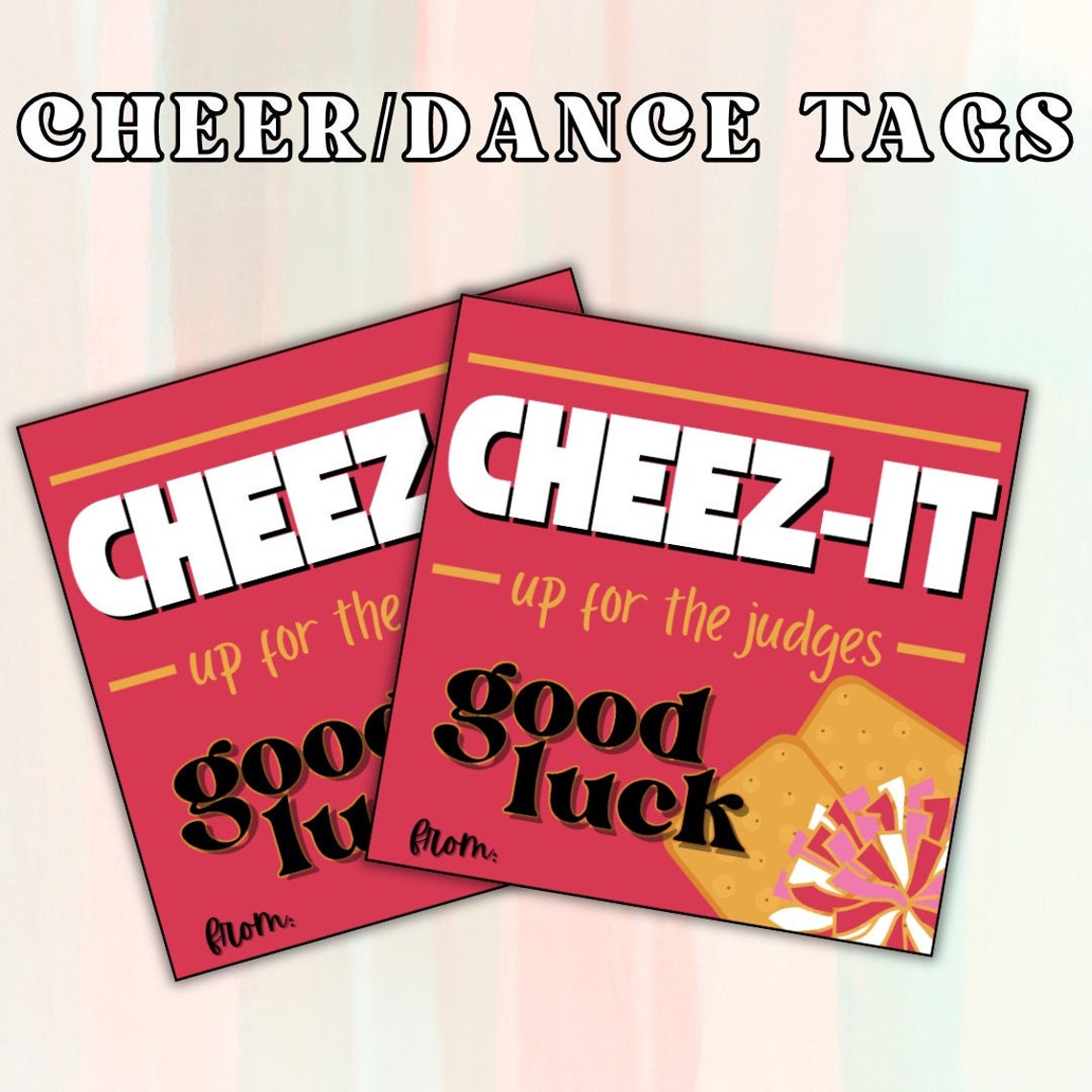 Cheer Treat Tag, Cheerleader Good Luck Treat Tag, Cheer Team Printable ...
