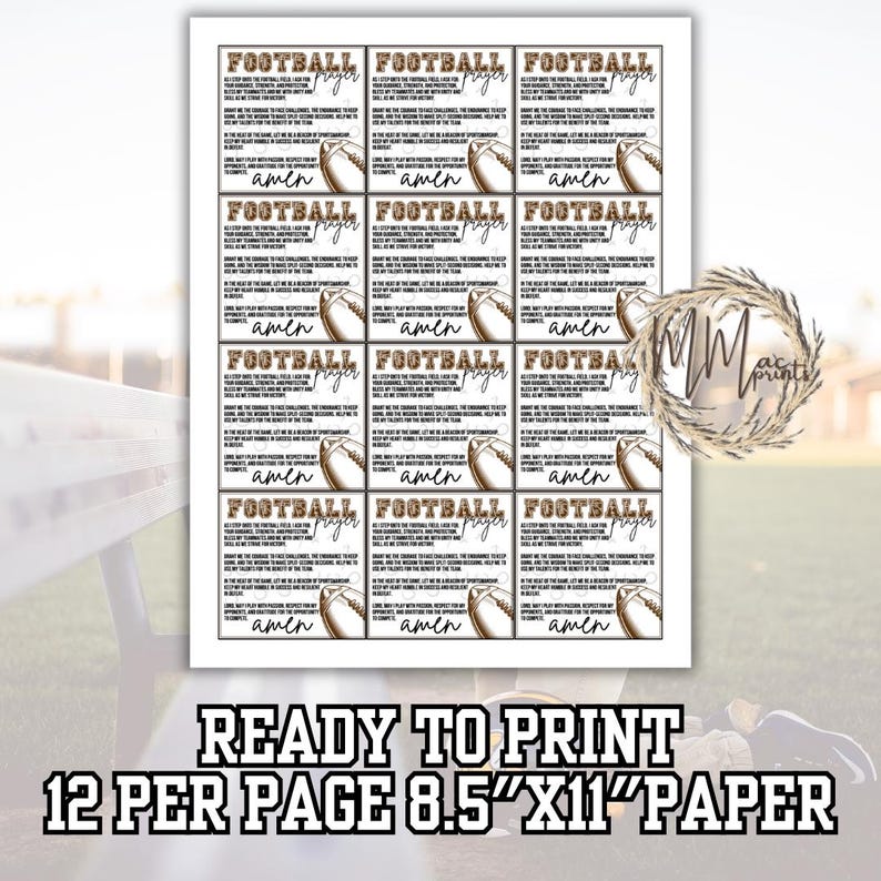 Football Treat Tags, Prayer Tags, Football Prayer, Game Day Prayer Tag ...