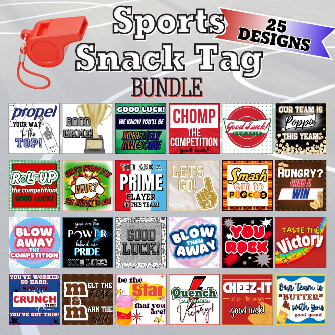 Sports Good Luck Tags Bundle, 25 Files Included of Competition Treat ...