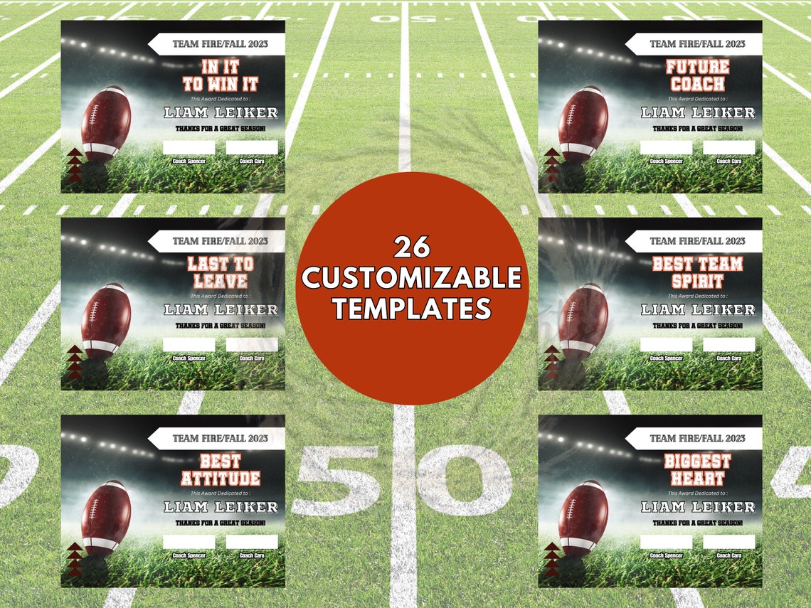Editable Football Award Certificates, Award Ceremony Certificates, End ...
