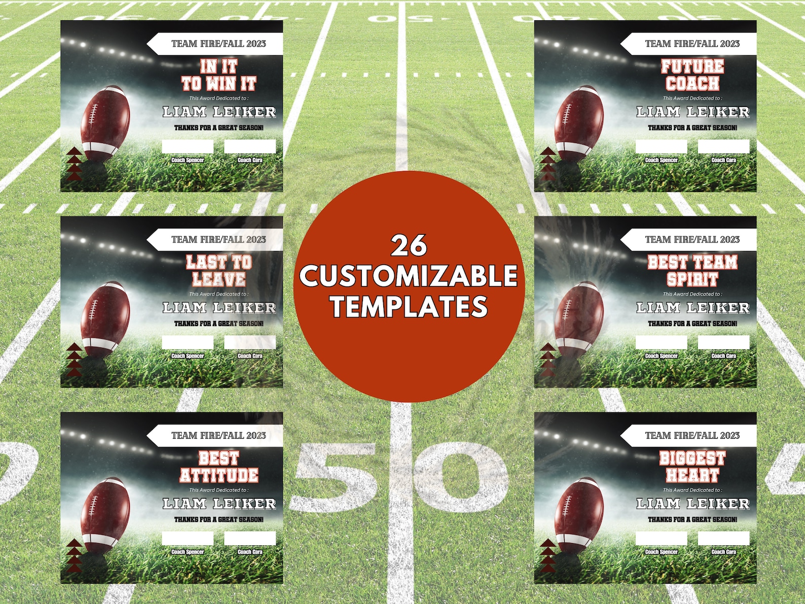 Editable Football Award Certificates, Award Ceremony Certificates, End ...