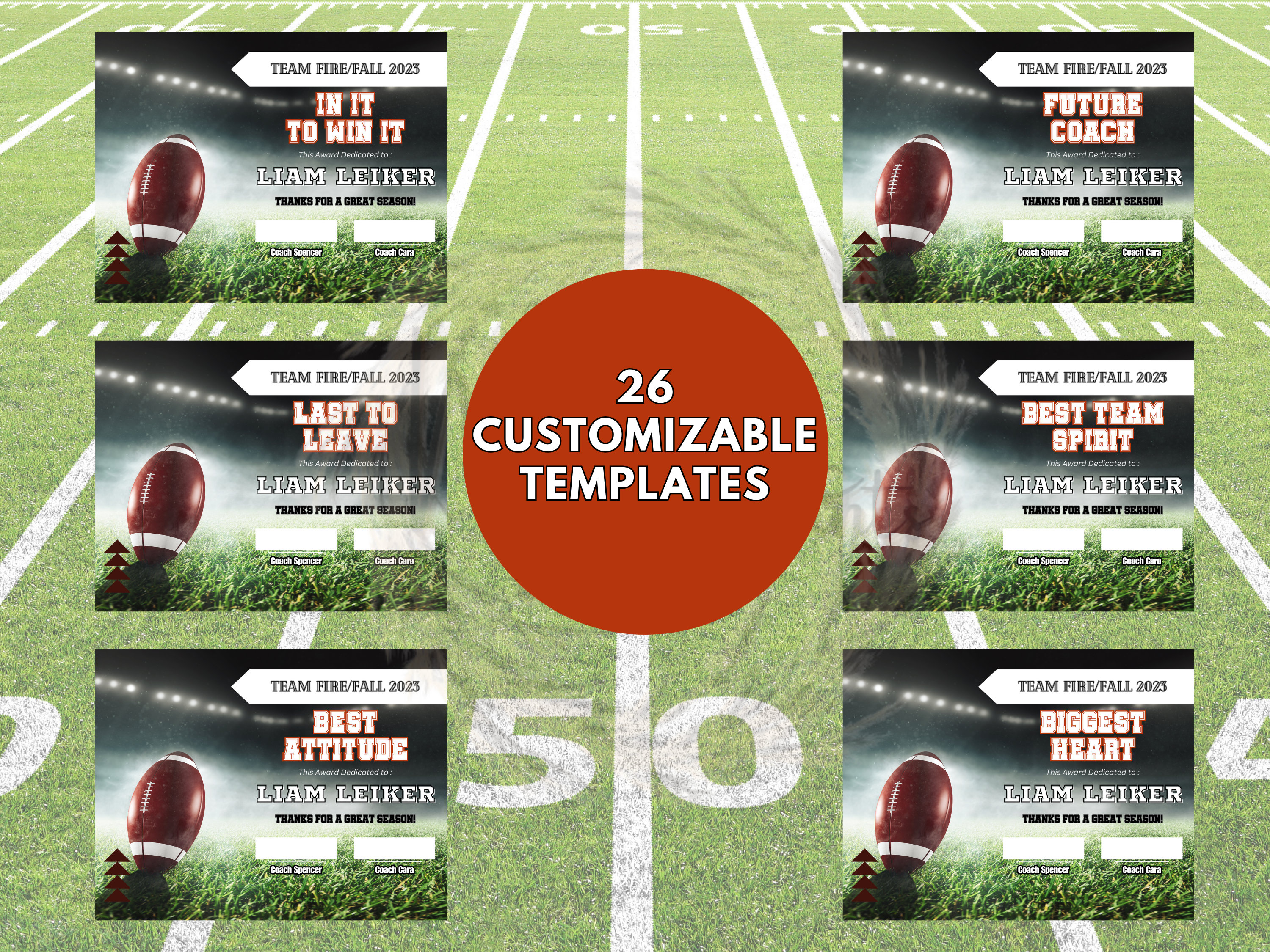 Editable Football Award Certificates, Award Ceremony Certificates, End ...