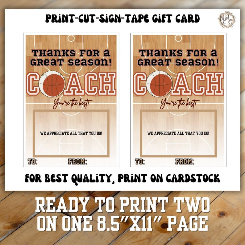 Basketball Coach Appreciation Gift Card Holder, Thanks for a Great ...