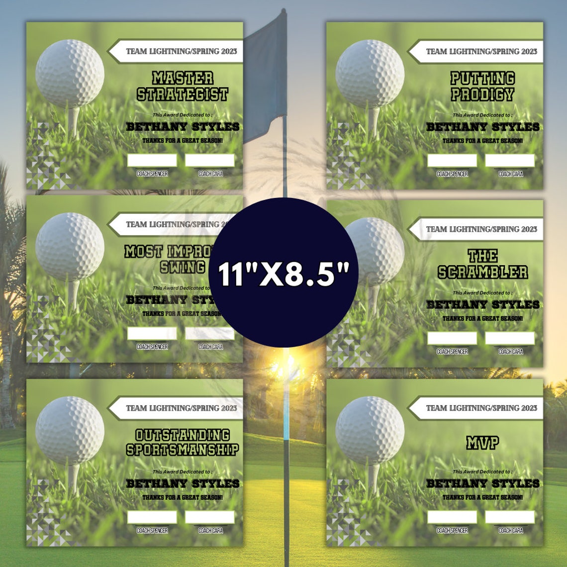 Editable Golf Award Certificates, Award Ceremony Certificates, End of ...