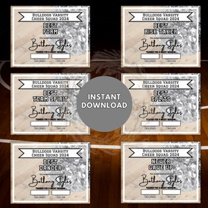 Editable Cheerleading Award Certificates, Award Ceremony Certificates ...