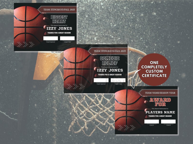 Basketball Award Certificate Editable Award Ceremony Printable End of ...