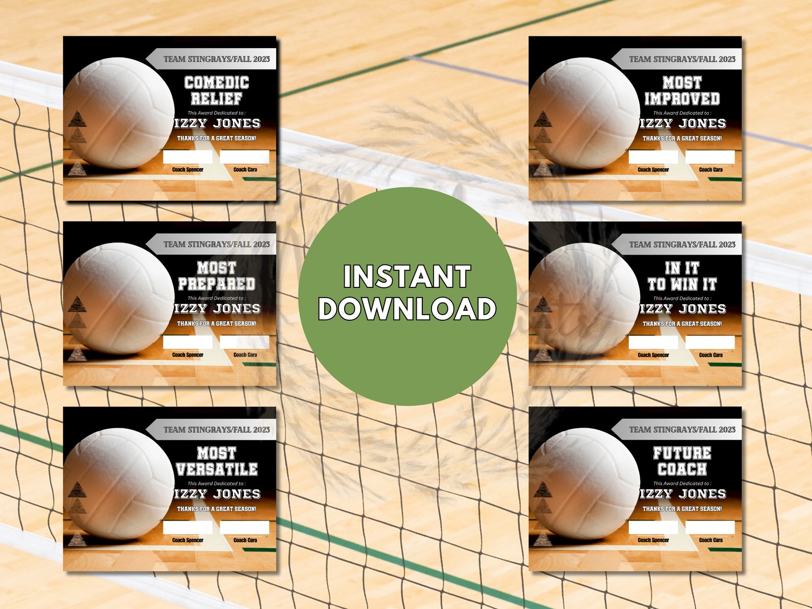 Editable Volleyball Award Certificates, Award Ceremony Certificates ...