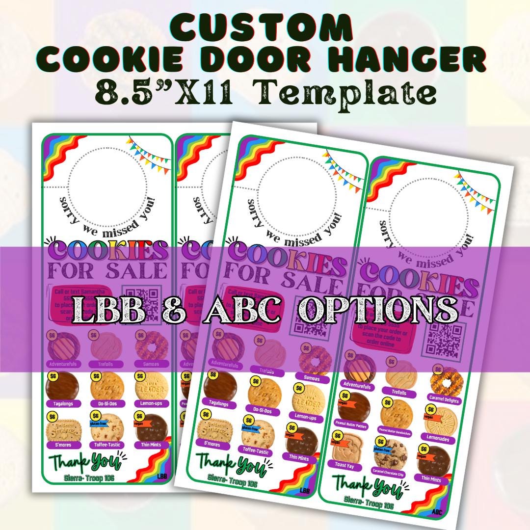 Editable Scout Cookie Sales Door Hanger 2025 | QR Code for ABC & LBB ...