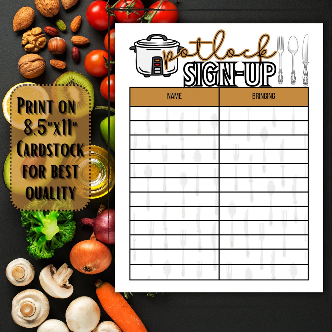 Potluck Sign up Sheet Church Potluck Sign up PDF Work - Etsy
