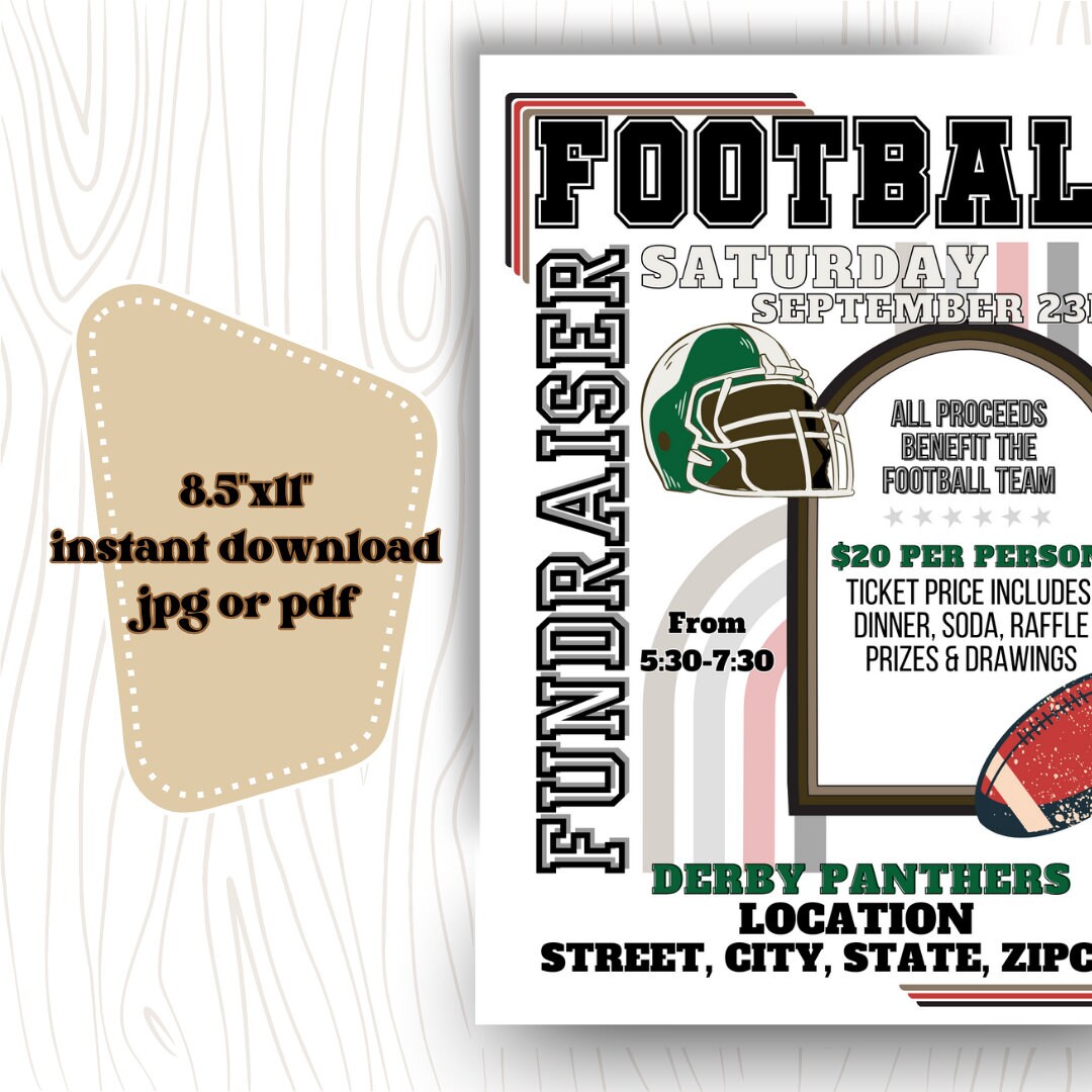 Custom Football Fundraiser Flyer, Printable Flyer, Canva Template ...