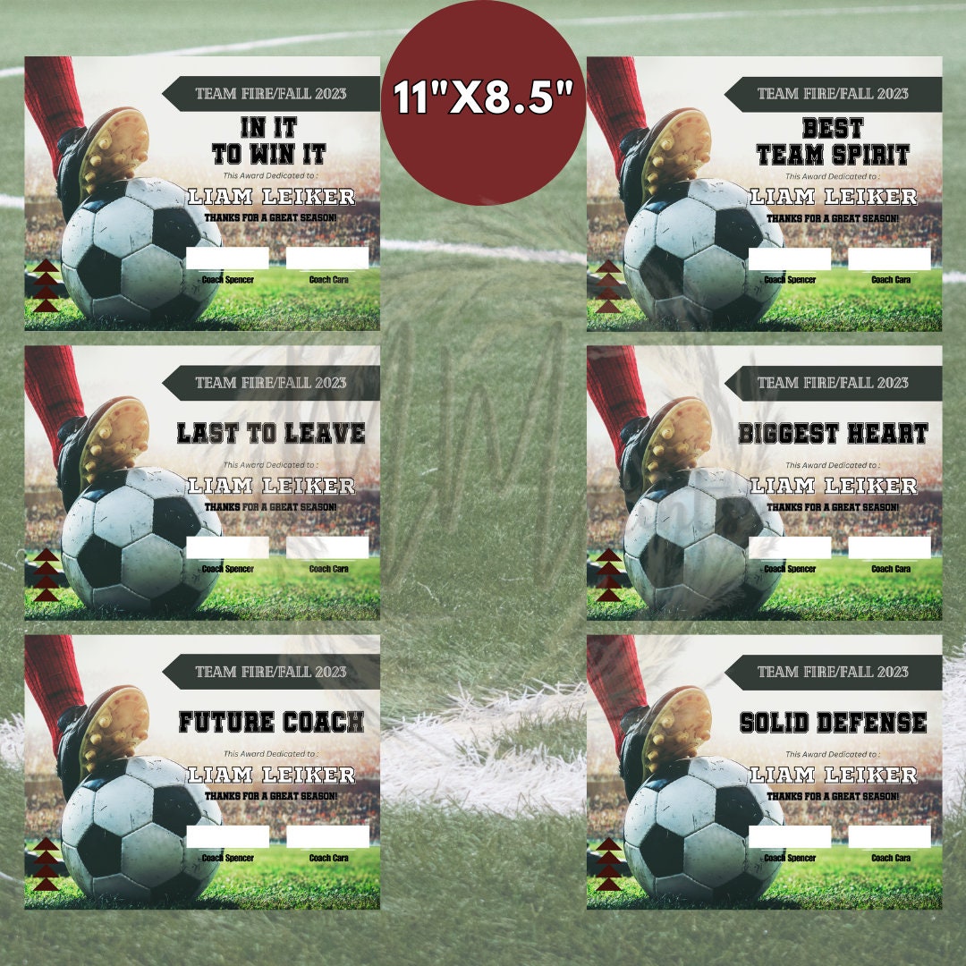 Editable Soccer Award Certificates, Award Ceremony Certificates, End of ...