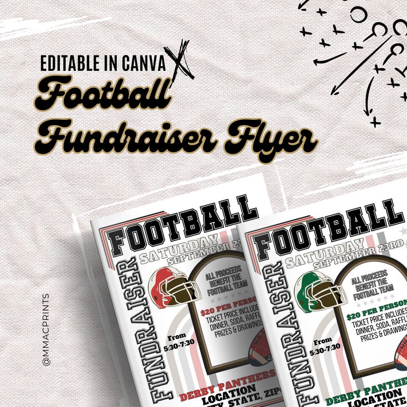 Custom Football Fundraiser Flyer Printable Flyer Canva - Etsy