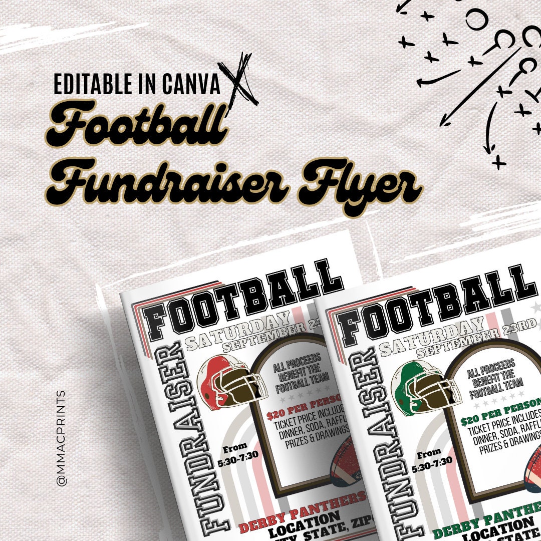Custom Football Fundraiser Flyer Printable Flyer Canva - Etsy