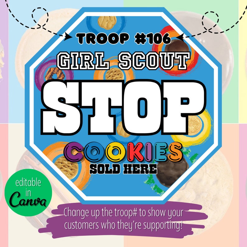 Scout Cookies Sign Template, Stop Cookies Here, Scout Printable Flyer ...