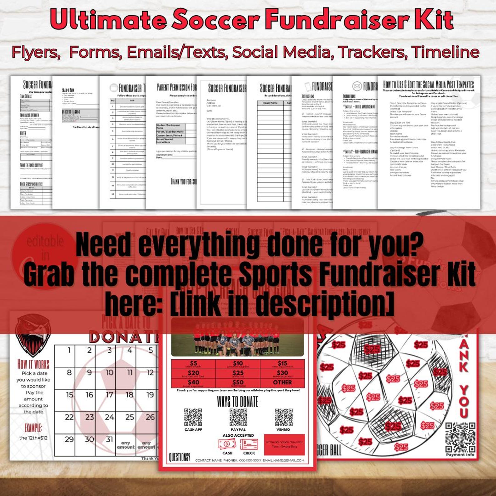 Editable Soccer Calendar Fundraiser Template | Clear the Board ...
