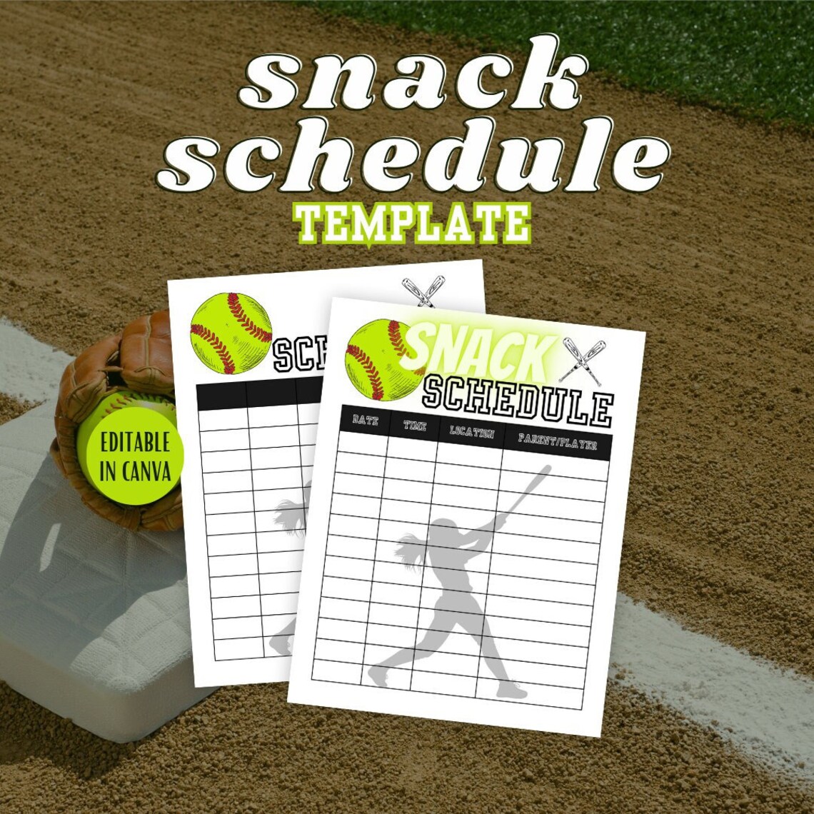 Editable Softball Team Snack Sign up Sheet, Softball Schedule Canva ...