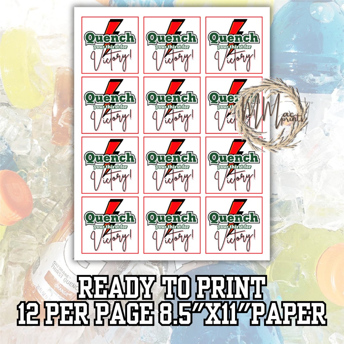 Quench Your Thirst for Victory-gatorade Team Treat Tags-sports Drink Tag- Coach Printables-team ...