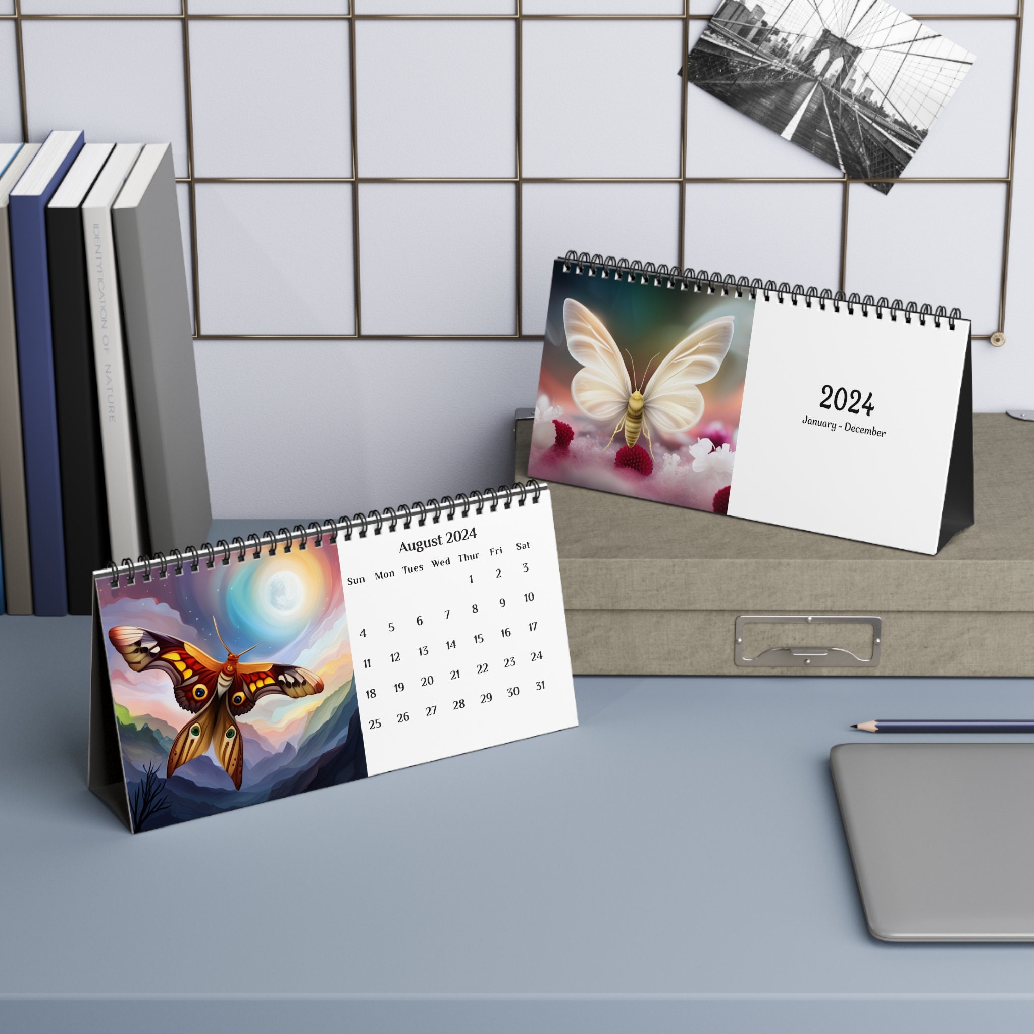 Butterfly Calendar, 2024- Flip Calendar - Desk Calendar - Fantasy Art ...