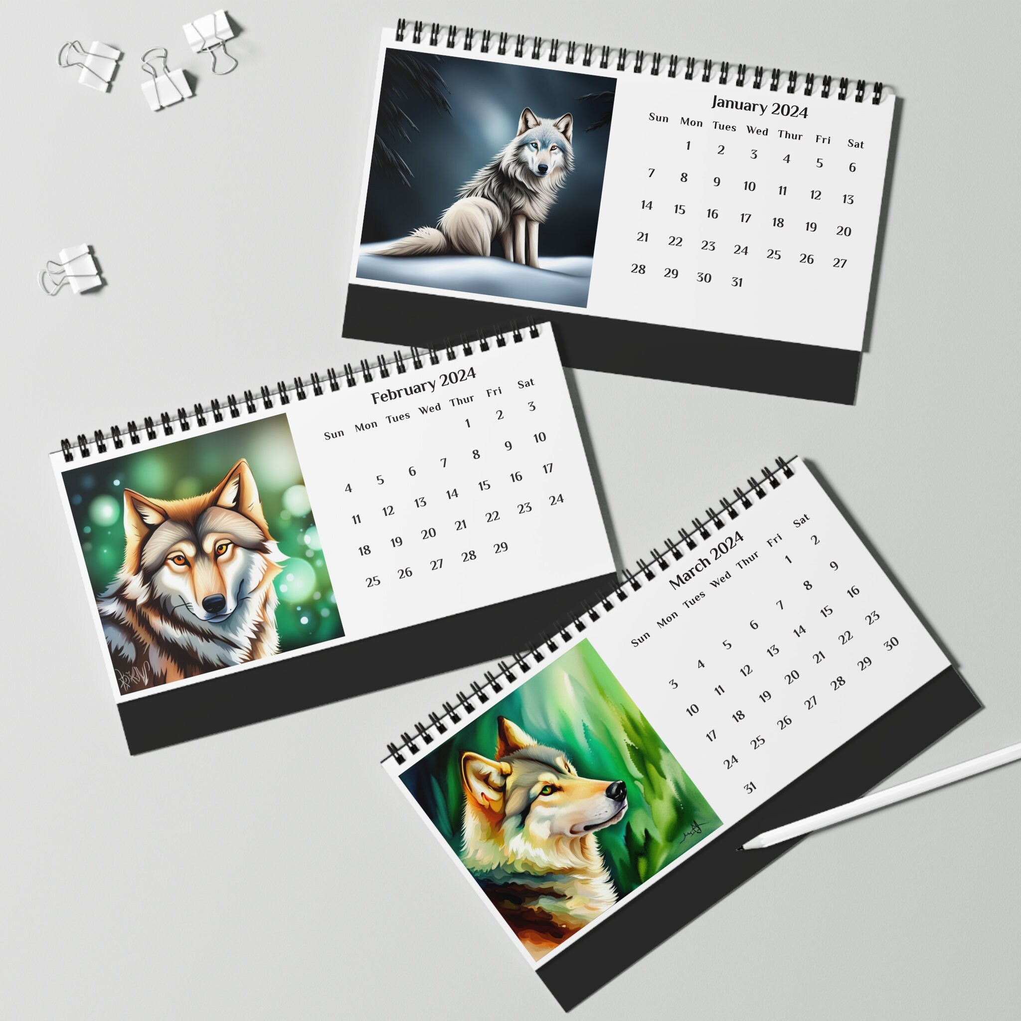 Wolf 2024 Desk Calendar sold by Faiza Rzayeva | SKU 94978452 | 30% OFF ...