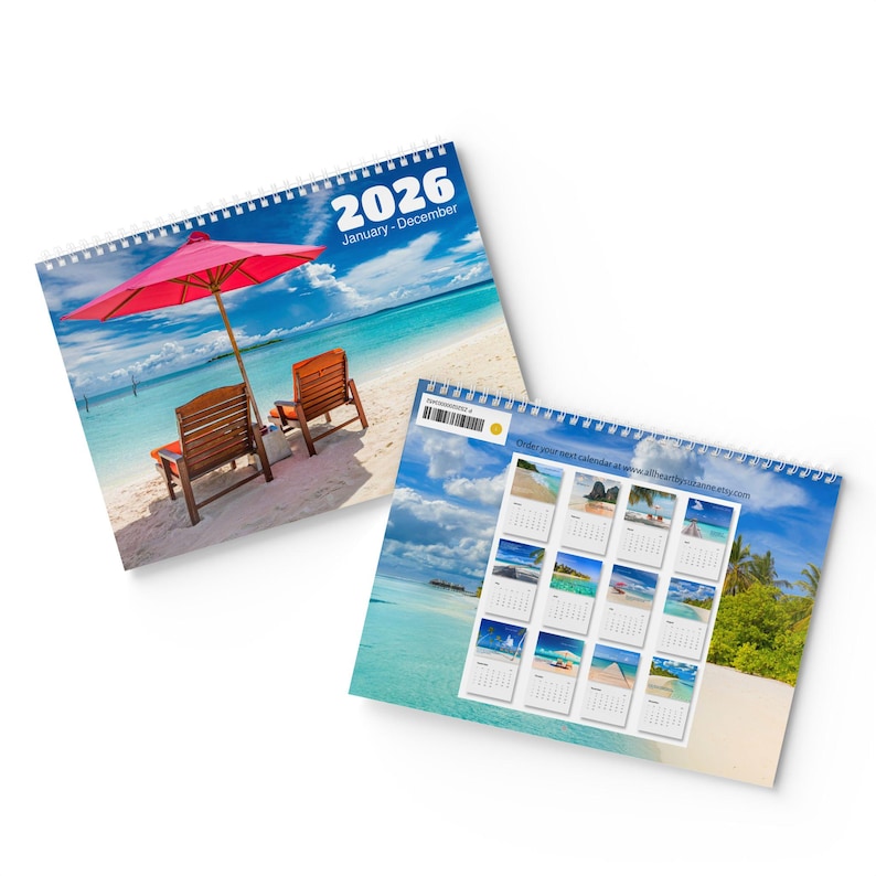 Beaches 2026 Wall Calendar, Bible Verse, Affirmation, Tropical Design ...