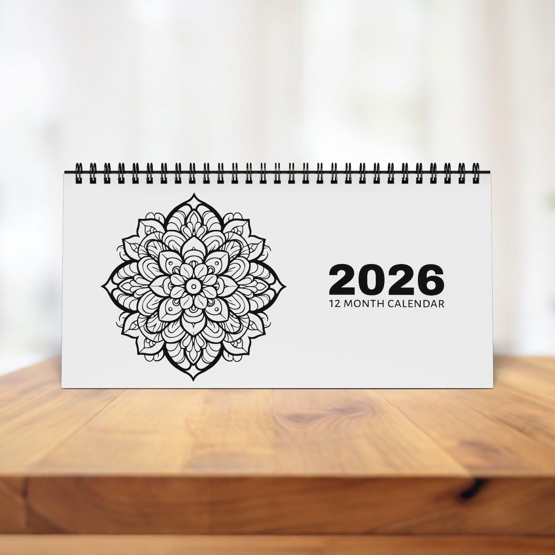 2026 Mandala Coloring Desk Calendar, Monthly Planner - Etsy