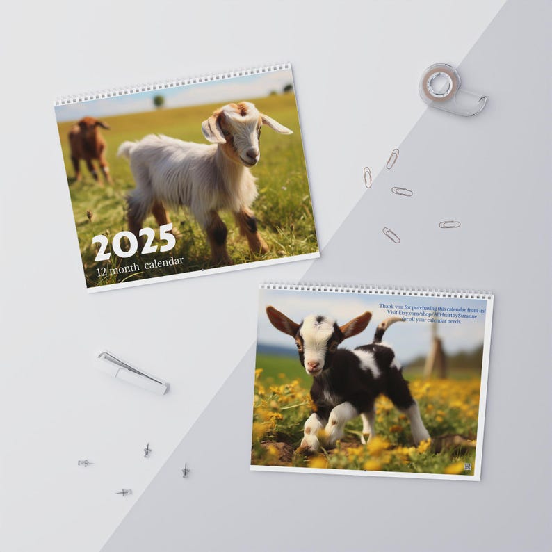 Goat Wall Calendar - 2025 Calendar - Kitchen Calendar - House Calendar ...