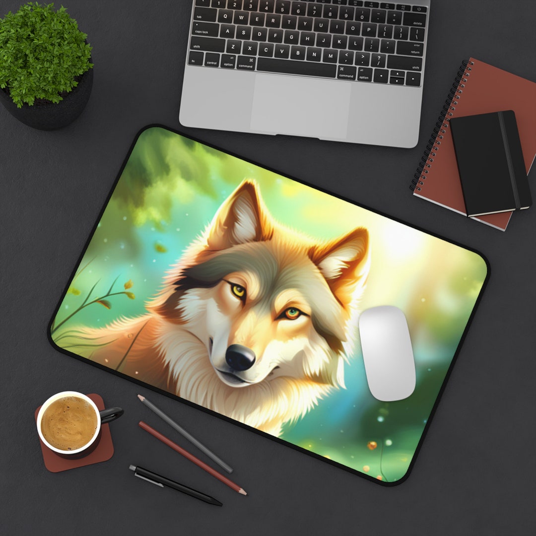 Wolf Desk Mat Mouse Pad Gaming Office Workspace Calendar Decor Animal ...
