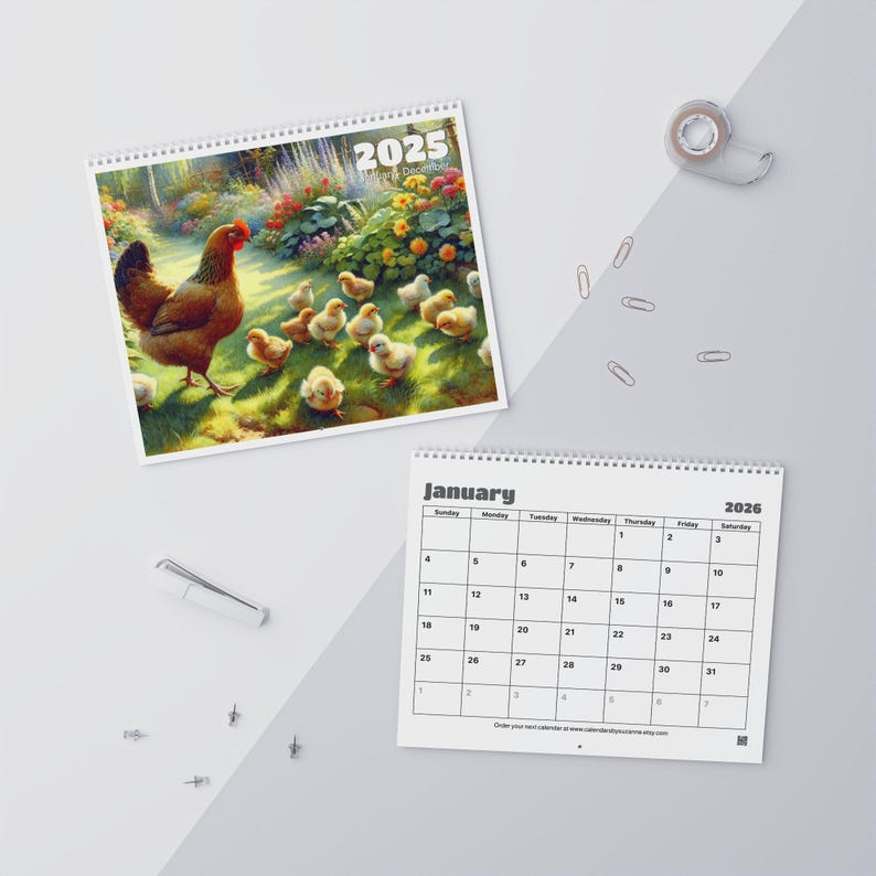 2026 Chicken Wall Calendar: Farmhouse Kitchen Decor - Etsy
