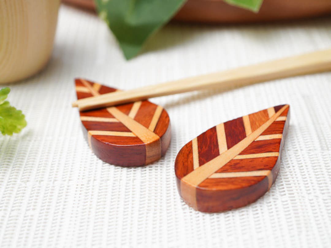 Wooden Leaf Chopstick Rest - Wooden Chopstick Rest - Japanese Chopstick ...