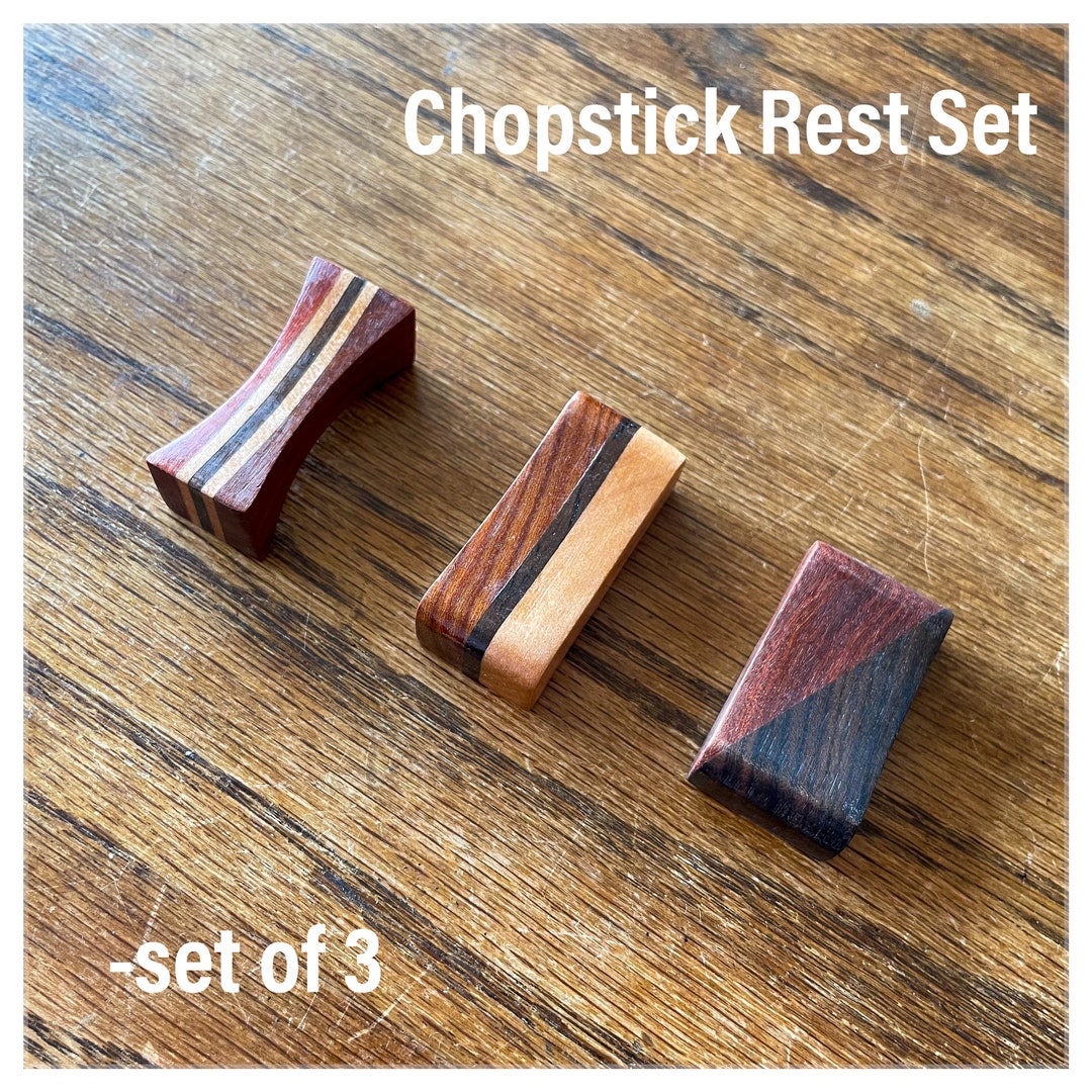 Handcrafted Wood Chopstick Rest Set – Japanese Style (3 Pieces) - Etsy