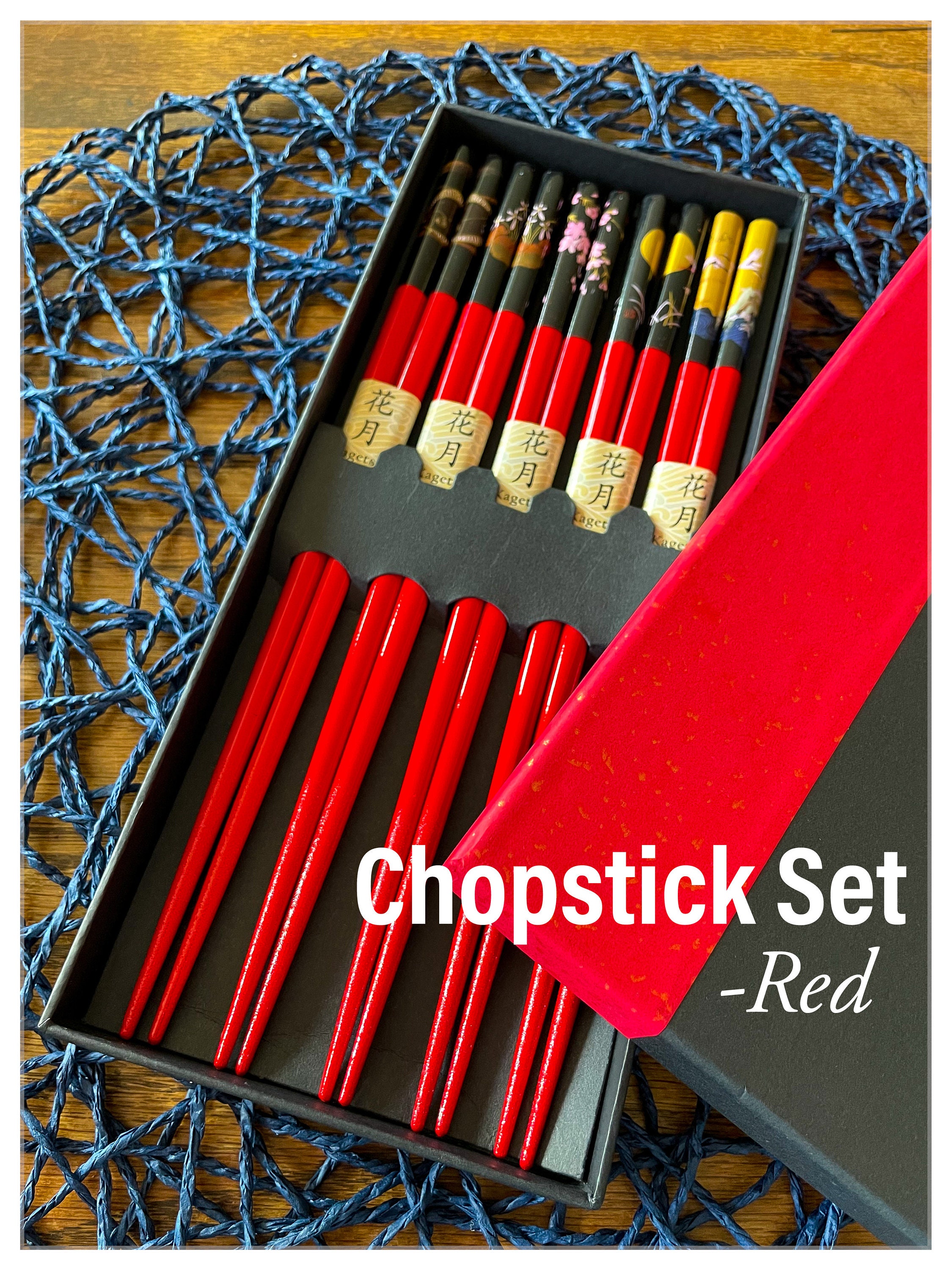 A Set of Variety Wooden Chopsticks (red) - Natural Tree Chopsticks ...