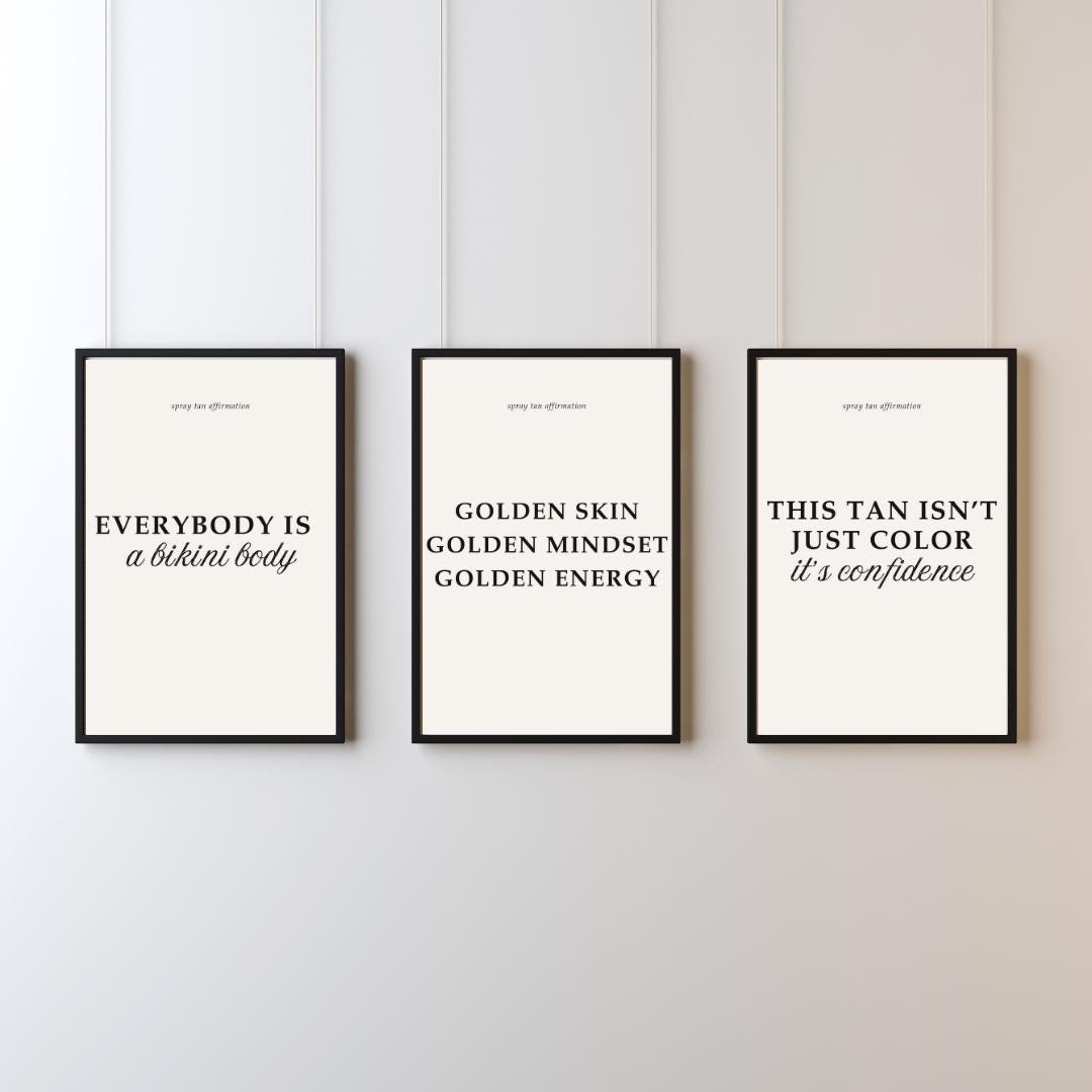 Spray Tan Affirmation Posters: Salon Decor Canva Templates (digital ...
