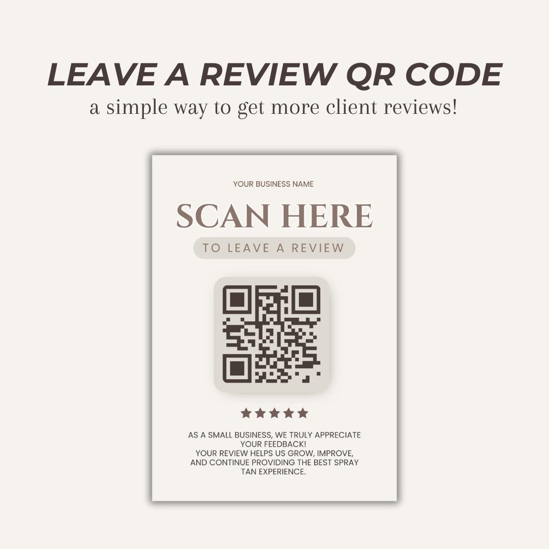 Spray Tan Template | QR Code Review Template | Spray Tan Artist ...