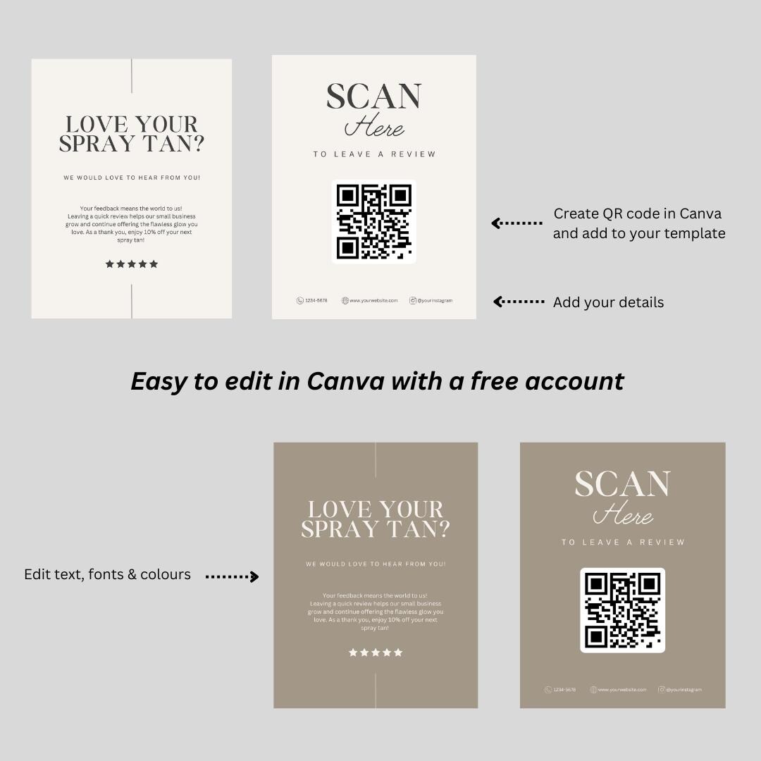 Spray Tan Template | QR Code Review Template | Spray Tan Artist ...