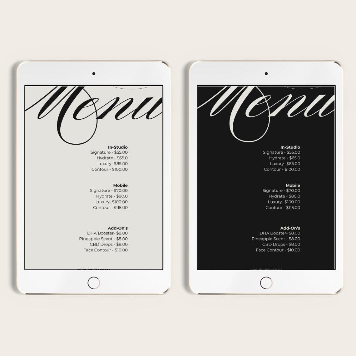 Spray Tan Service Menu Template: Customizable Pricing Sign (canva ...