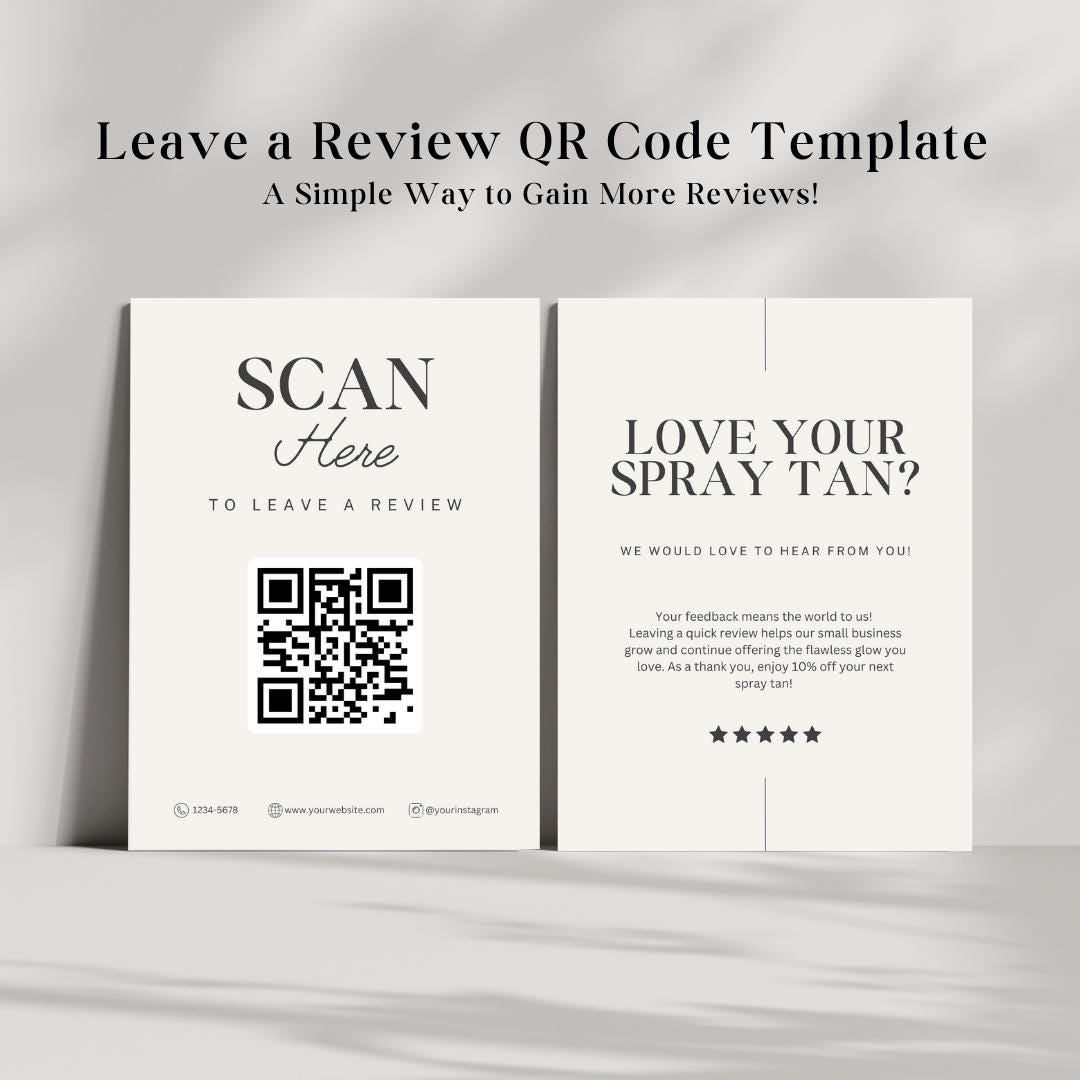 Spray Tan Template | QR Code Review Template | Spray Tan Artist ...