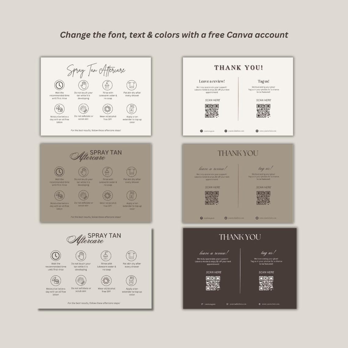 Spray Tan Template I Spray Tan Aftercare Card I Spray Tan Client Card I ...