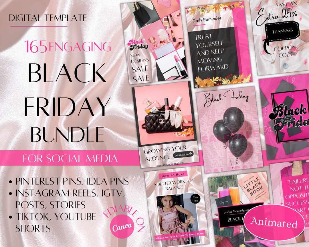 Animated Black Friday Social Media Templates: Pink Instagram ...